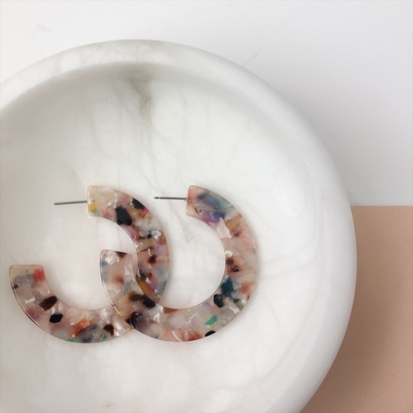 Jewelry | Multi Color Acrylic Flat Hoops | Poshmark